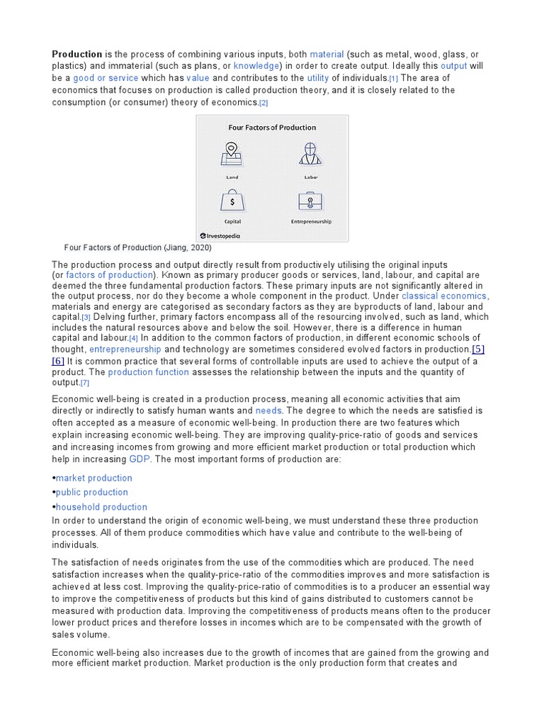 Production | PDF | Factors Of Production | Business Economics