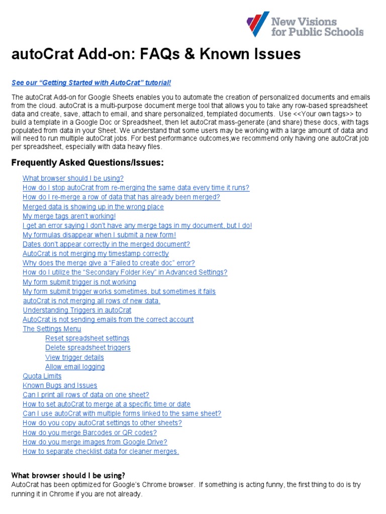 Autocrat Add-On - FAQs | Download Free PDF | Spreadsheet | Computer Science