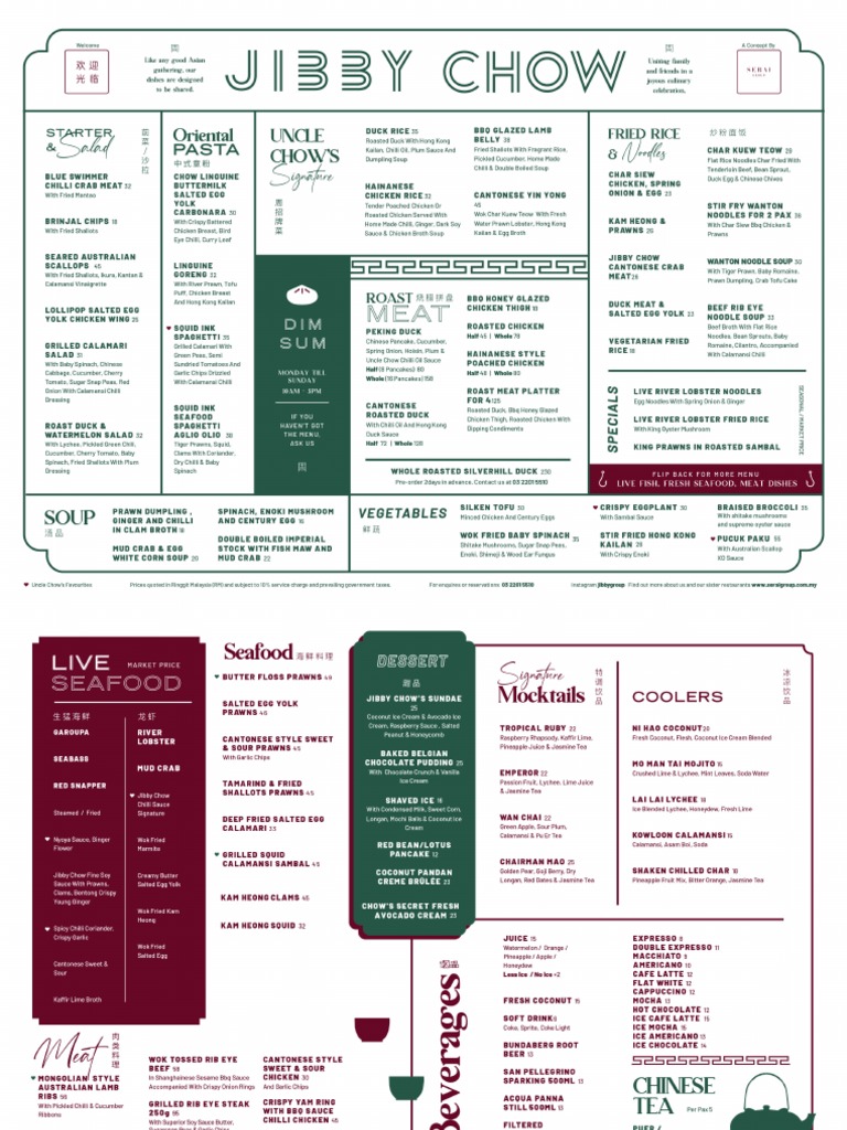 Menu Jibby Chow 28 Jan 22 | PDF