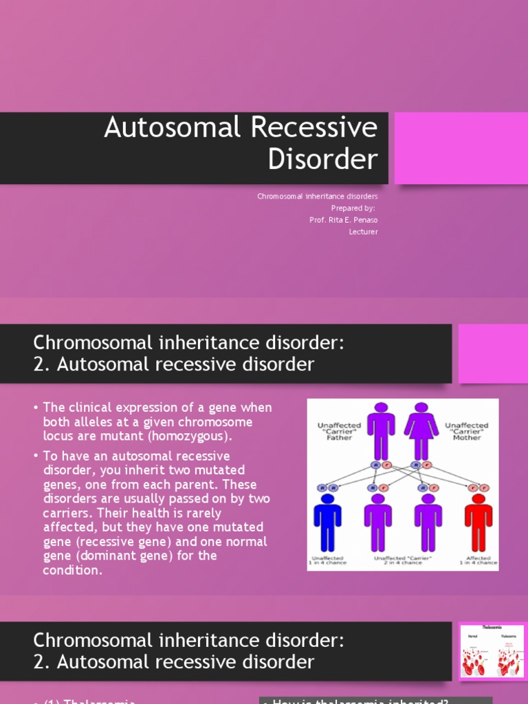 Autosomal Recessive Disorder | PDF | Genetic Disorder | Dominance ...