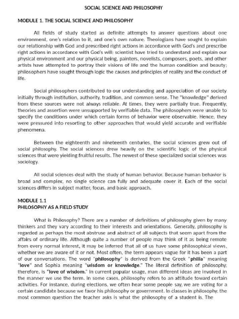 Socphi Module 1 | PDF | Science | Knowledge