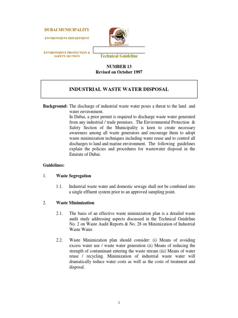 Industrial Wastewater Disposal Guidelines | PDF | Waste | Sewage Treatment