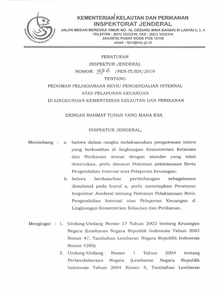 Peraturan Itjen No 376 | PDF