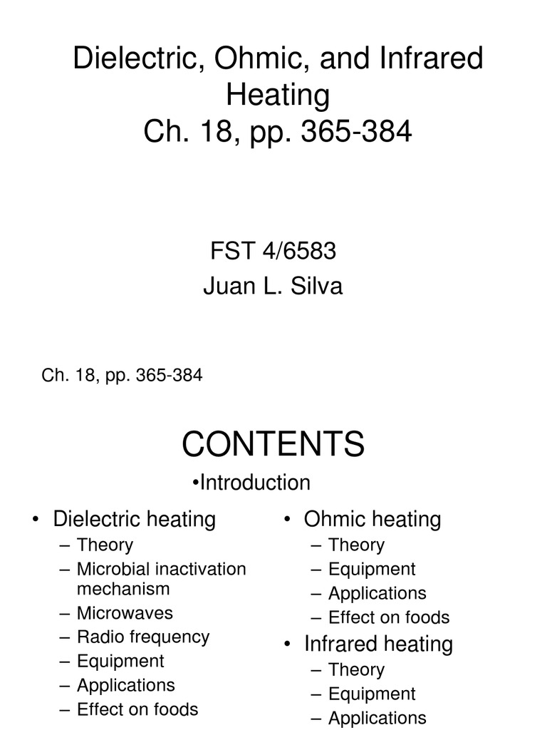Dielectric, Ohmic, and Infrared Heating | PDF | Heat | Thermal Conductivity