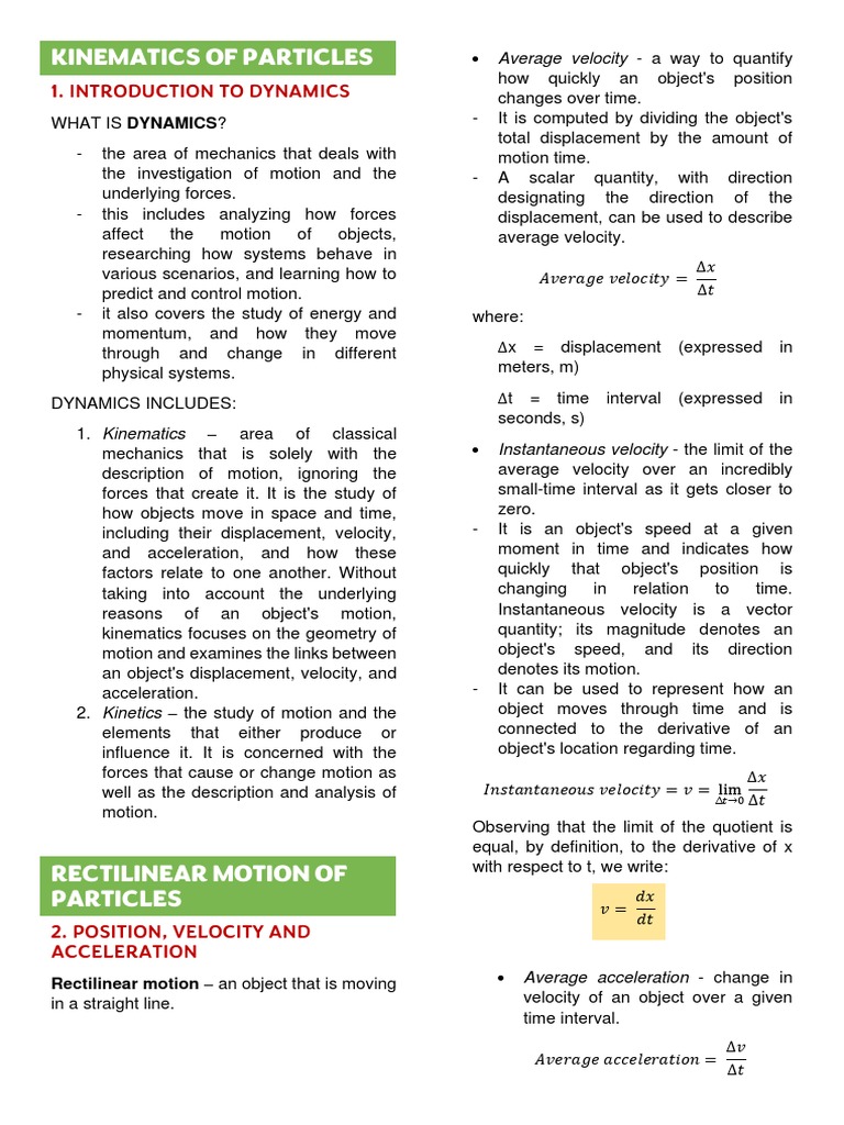 Dynamics of Rigid Bodies Notes | PDF | Velocity | Kinematics