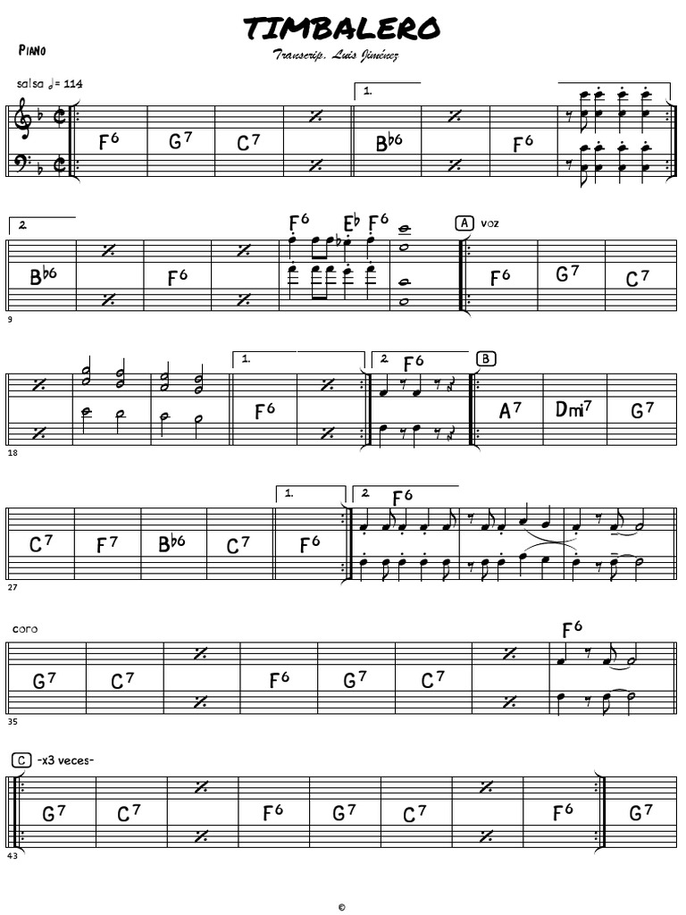 Timbalero - Piano | PDF