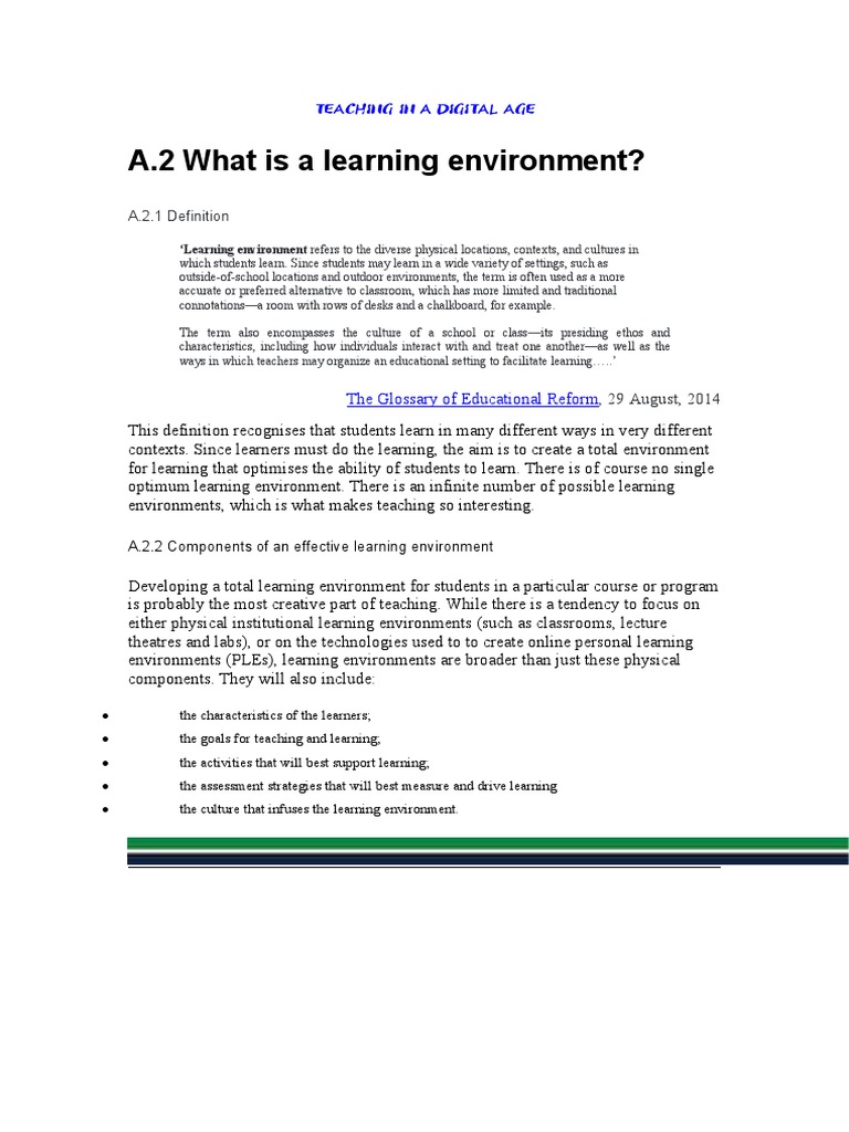 Components of Digital Learning Environments | PDF | Learning | Teachers