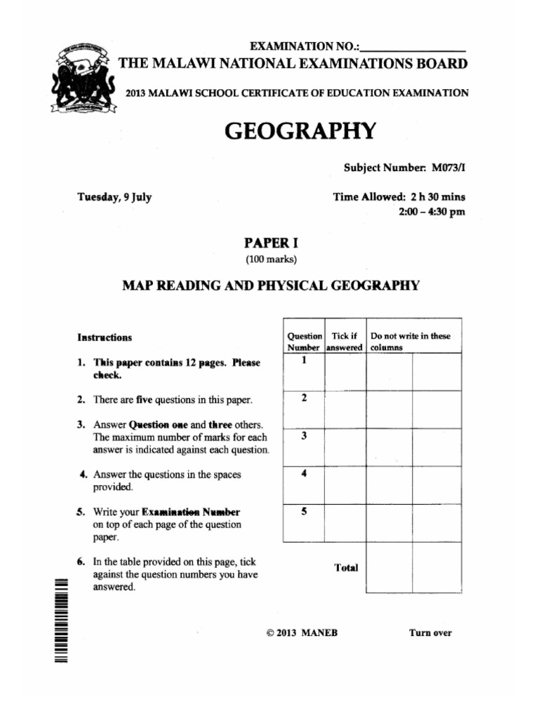 2013 Geography p1 | PDF