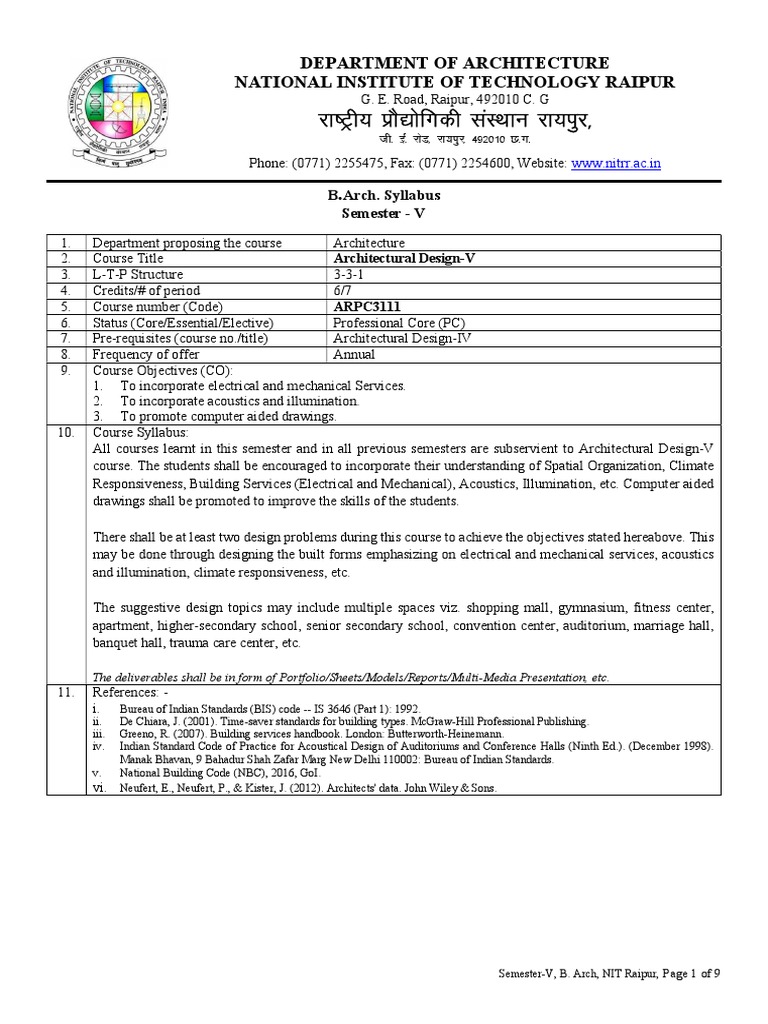 B.arch (CBCS) - Syllabus - Semester-5 To 10 | Download Free PDF | Earthquakes | 3 D Computer ...