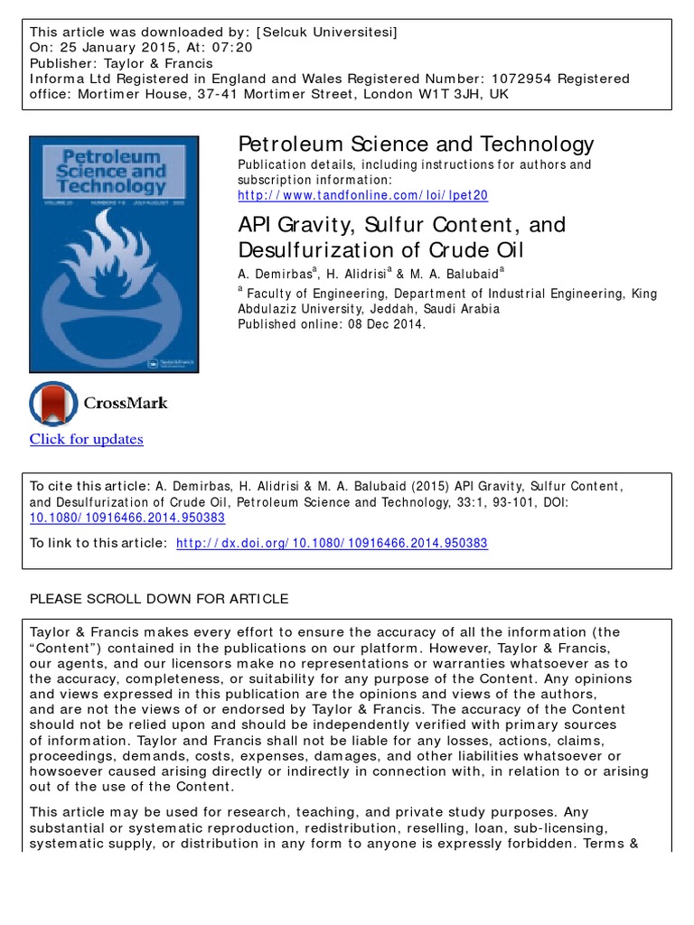 Petroleum Science and Technology: Click For Updates | PDF | Petroleum ...