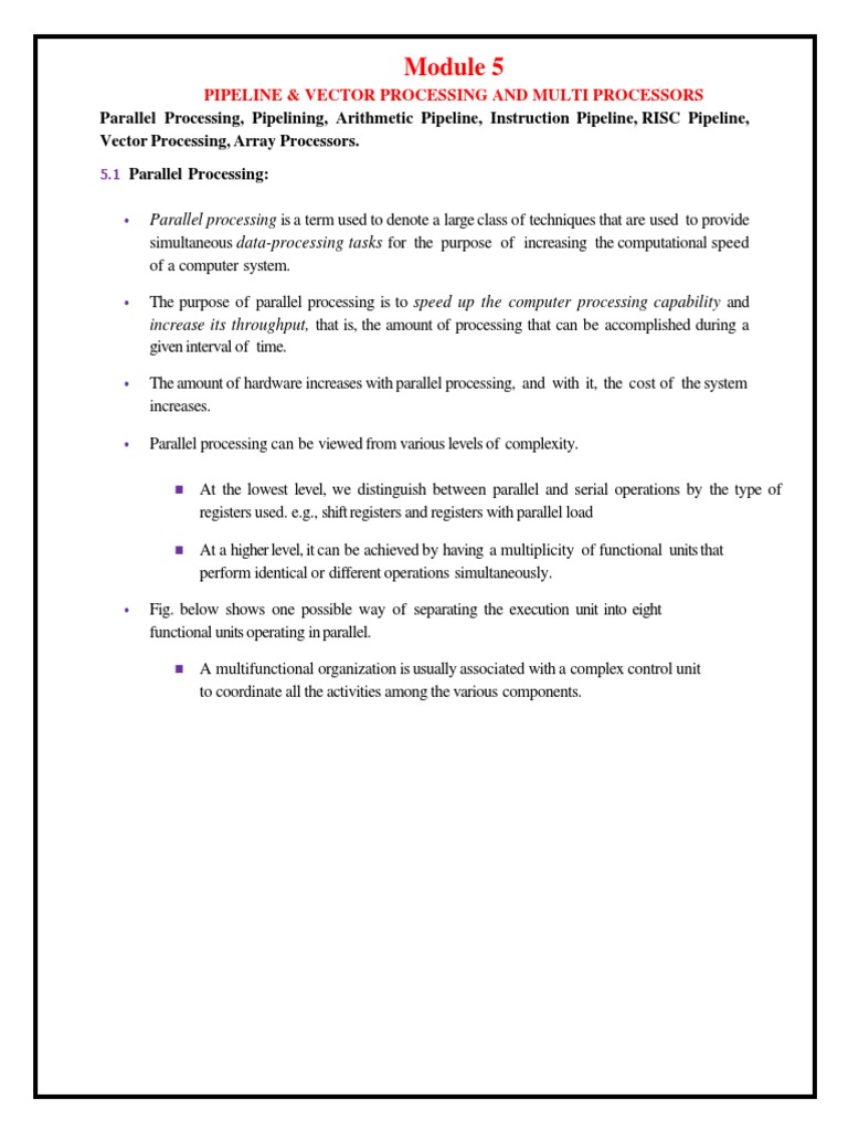 Co Module 5 Notes Pdf Central Processing Unit Parallel Computing