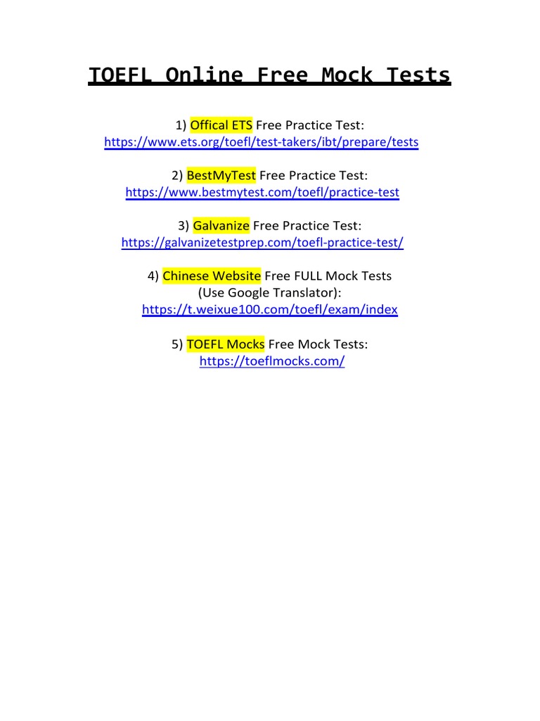 Preparing for the TOEFL: A Guide to Free Online Mock Tests from Leading ...