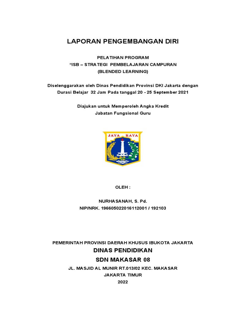 Nurhasanah, S. Pd. - Lap PD 1 - PELATIHAN PROGRAM ISB-Strategi Pembelajaran Campuran Blended ...