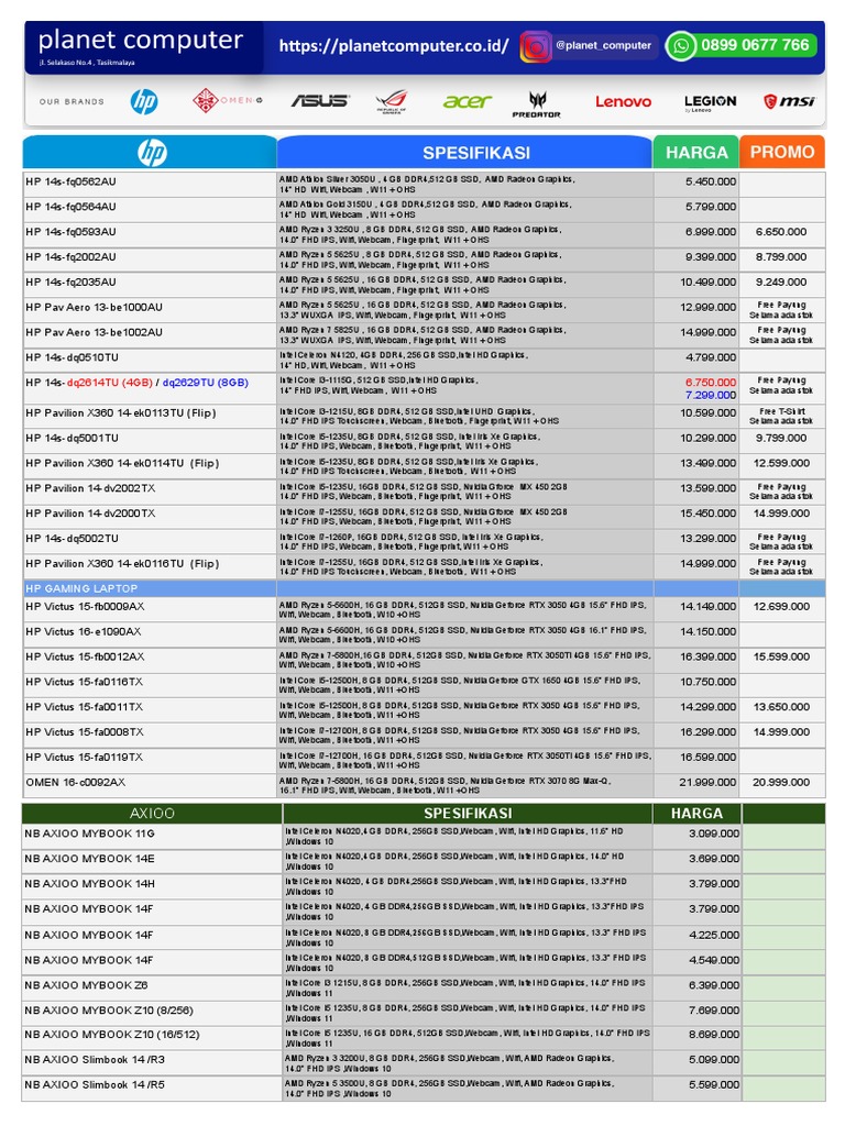 Pricelist Laptop & PC | PDF | Intel | Solid State Drive