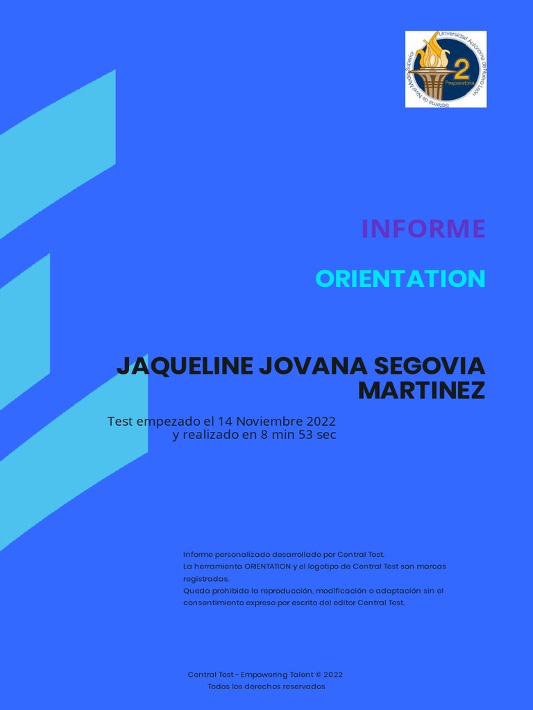 Informe Del Orientation de Jaqueline Jovana Segovia Martinez | PDF | Diseño | Turismo