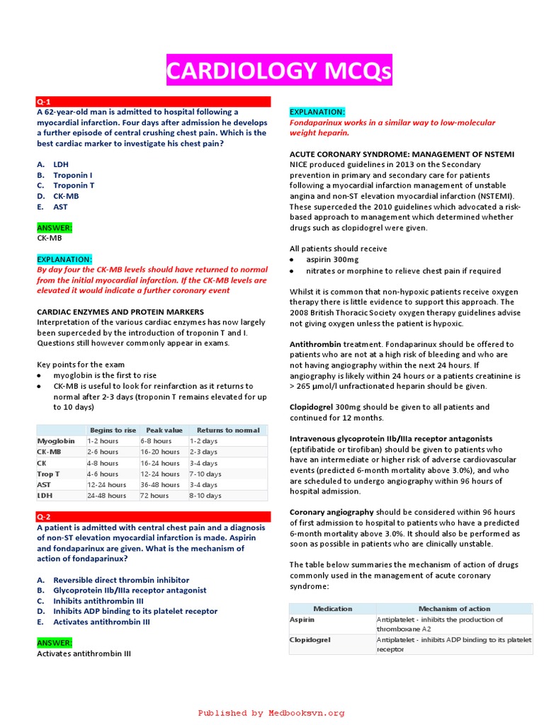 PASSMED MRCP MCQs-CARDIOLOGY & - 40 15& - 41 PDF | PDF | Hypertension ...