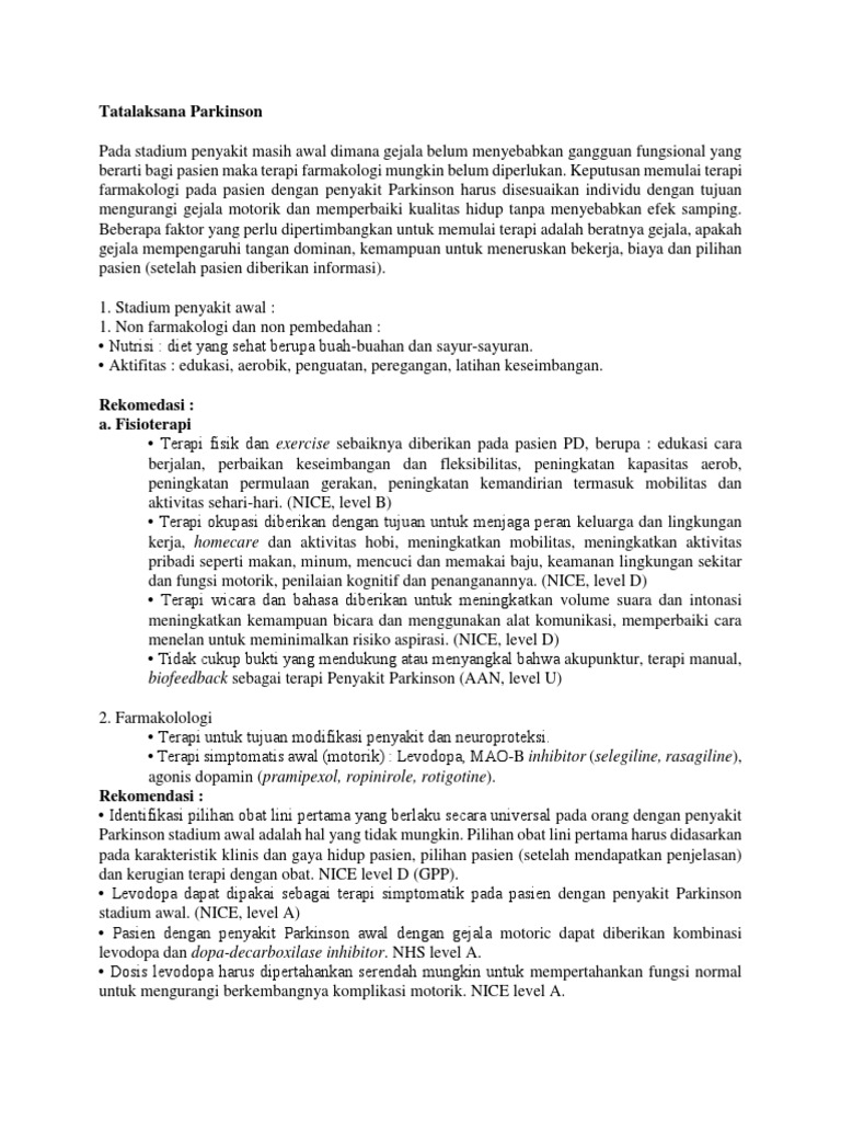 Tatalaksana Parkinson Perdossi 2016 PDF Free | PDF