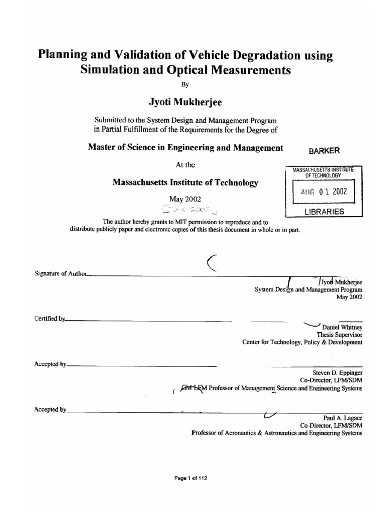 Planning and Validation of Vehicle Degradation Using Simulation and Optical Measurements ...