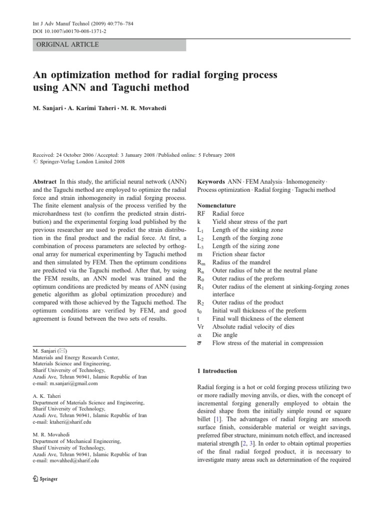 An Optimization Method For Radial Forging Process | PDF | Finite Element Method | Forging