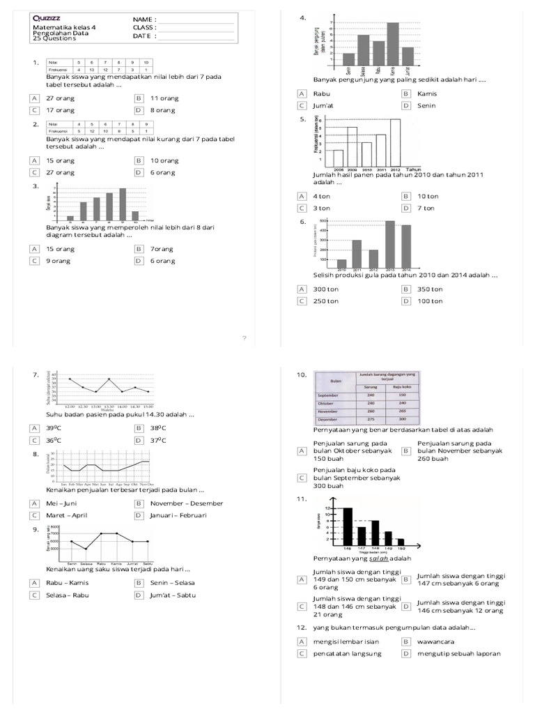 LES Matematika Kelas 4 Pengolahan Data | PDF