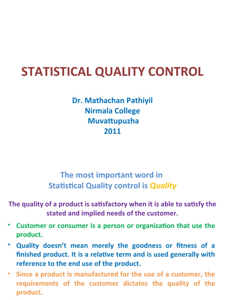 Statistical Quality Control PPT 3 2 | PDF