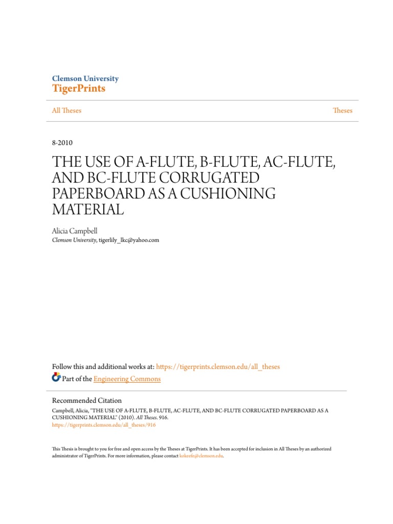 The Use of A-Flute B-Flute Ac-Flute and Bc-Flute Corrugated Pa | PDF ...