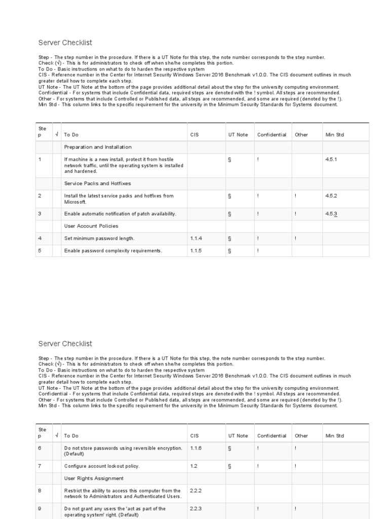 Server Checklist | Download Free PDF | Windows Registry | Group Policy