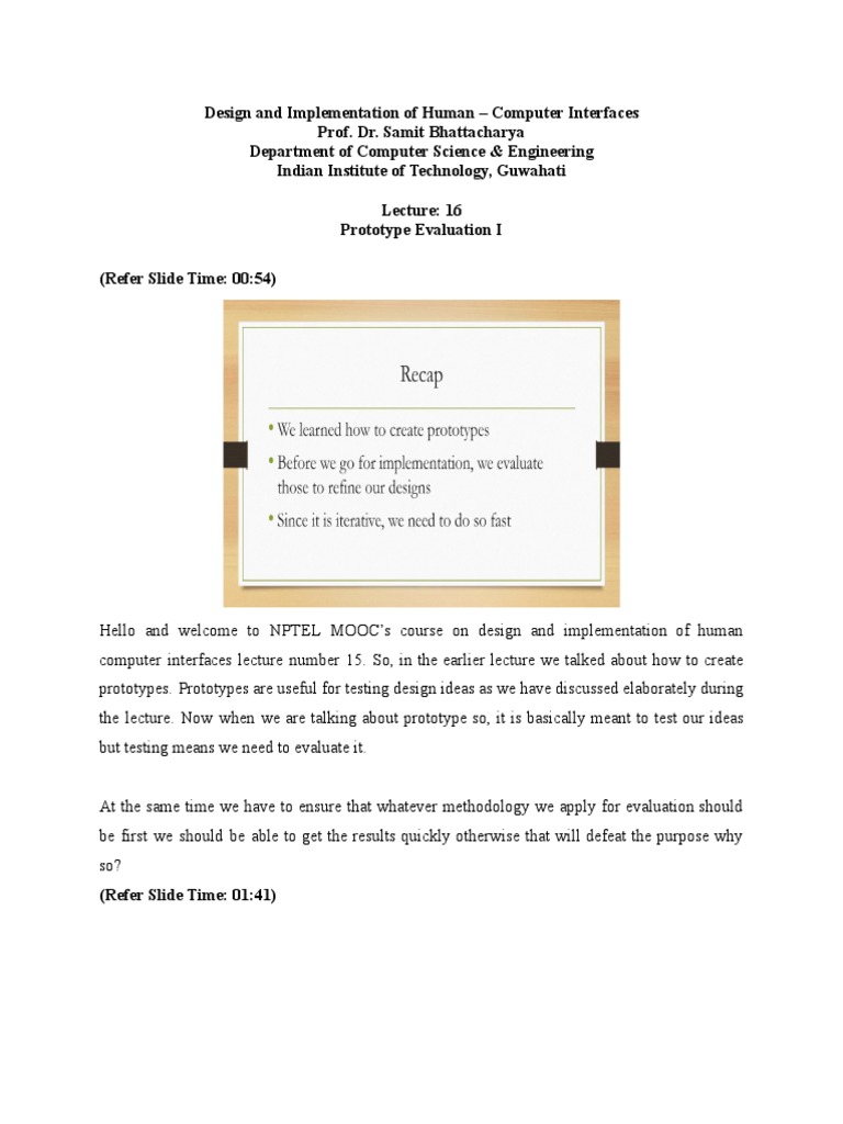 Lec 16 | PDF | Usability | Prototype