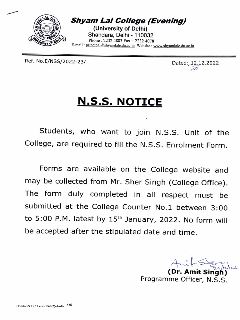 NSS Notice | PDF