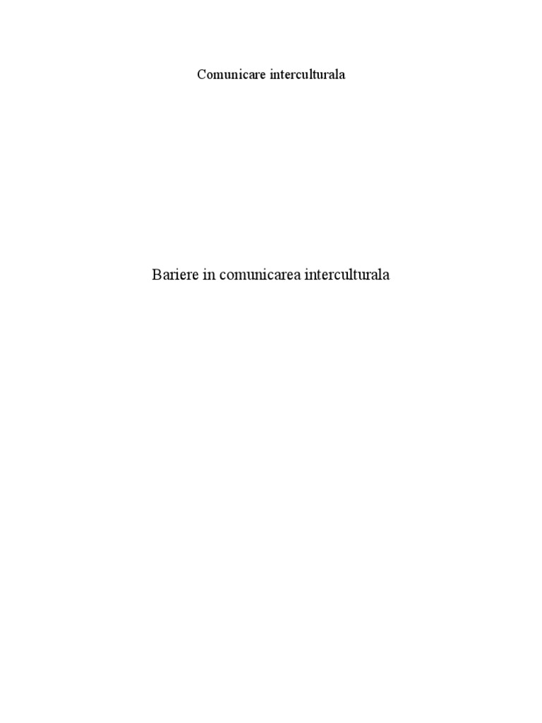 Bariere in Comunicare Interculturala | PDF