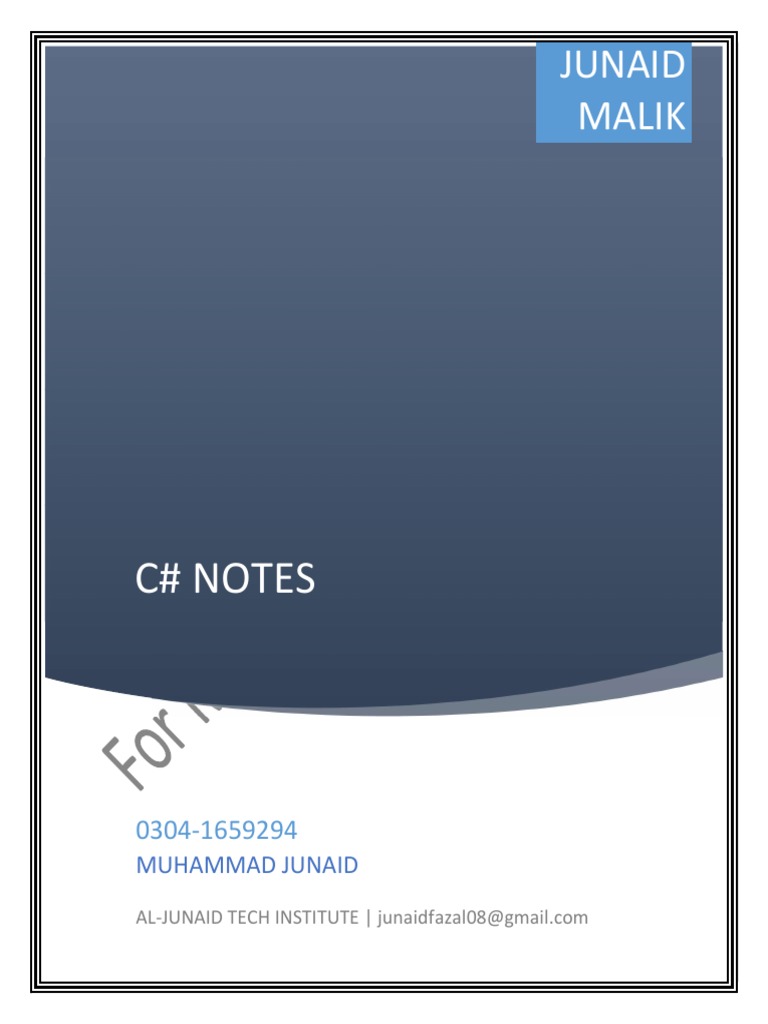 C Notes By Junaid Pdf C Sharp Programming Language Class Computer Programming
