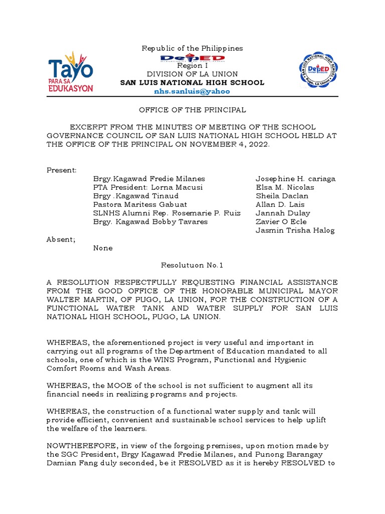 Resolution #1-SGC | PDF