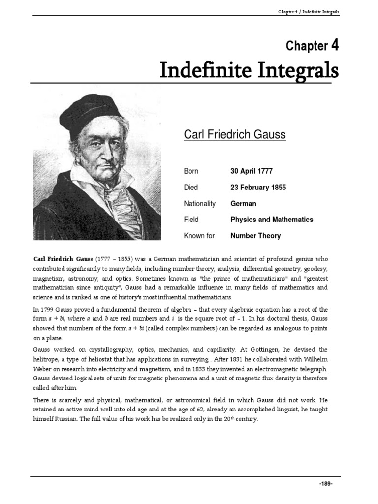04 Indefinite Integral Pdf Integral Function Mathematics