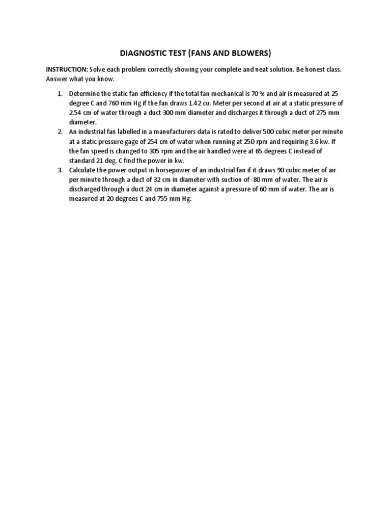 DIAGNOSTIC TEST - Industrial Plant | PDF | Technology & Engineering