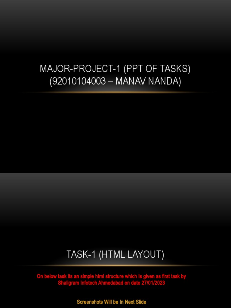 Major Project 1 (PPT of Tasks) Manav - Nanda | PDF