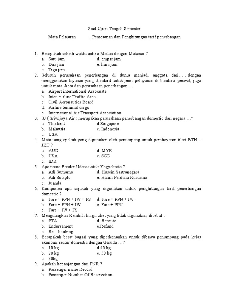 Soal Ujian Tengah Semester | PDF