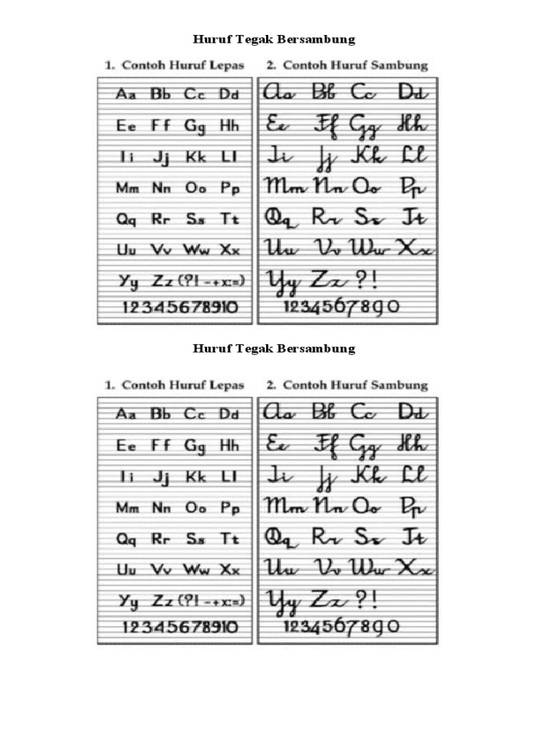 Huruf Tegak Bersambung | PDF | Seni & Disiplin Bahasa