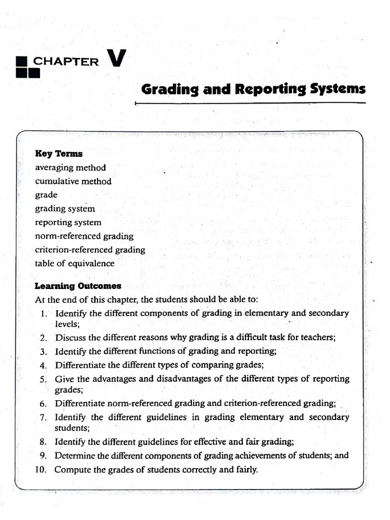 Chapter 5 Grading and Reporting System | PDF
