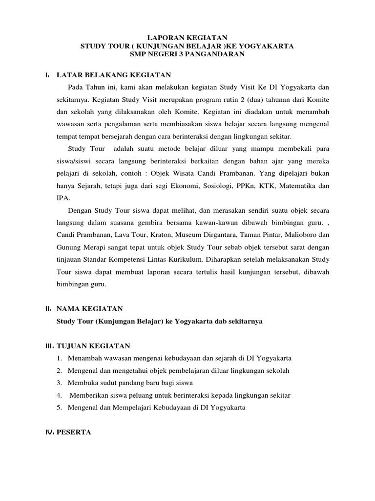 Laporan Kegiatan Study Tour | PDF