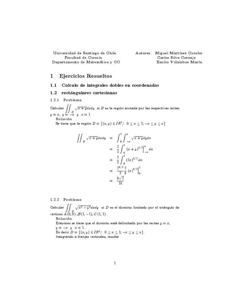 Ejercicios Resueltos Integrales Dobles | PDF | Integral | Esfera
