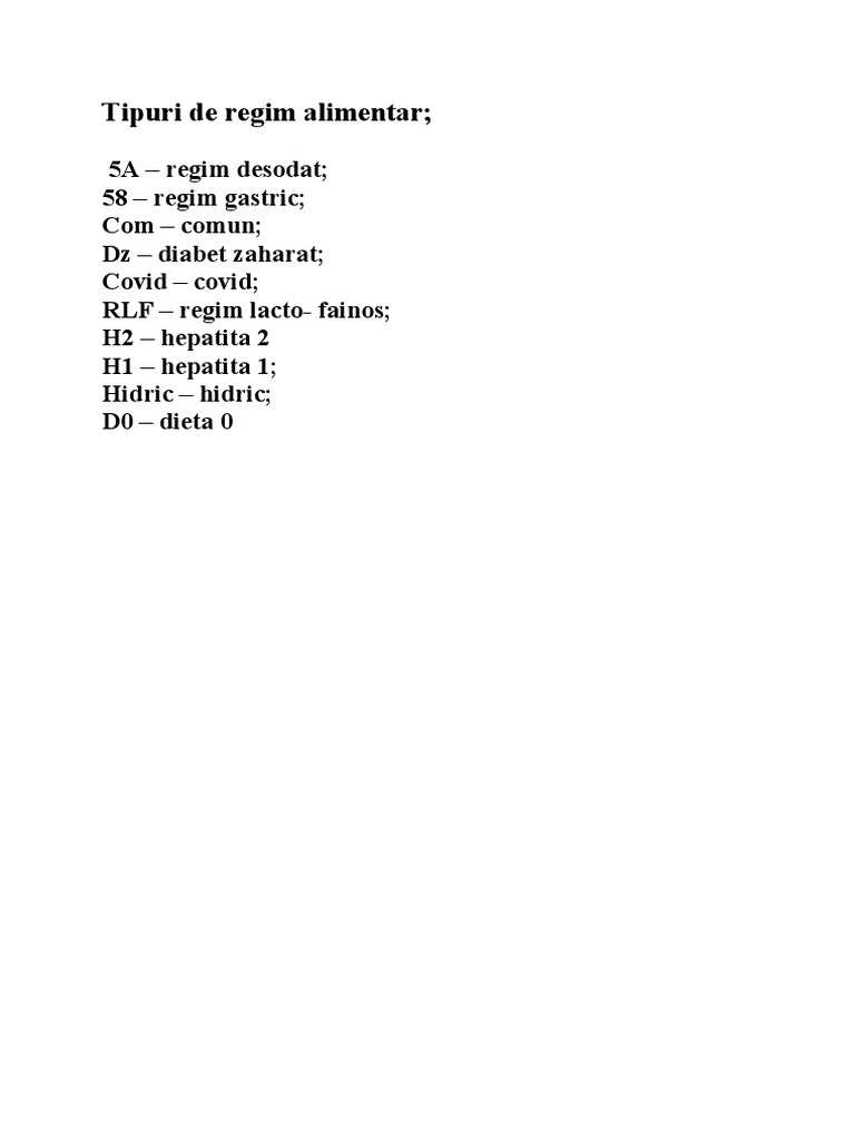 Tipuri de Regim Alimentar | PDF