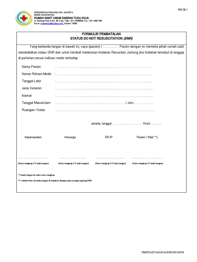 FORMULIR PEMBATALAN DNR | PDF