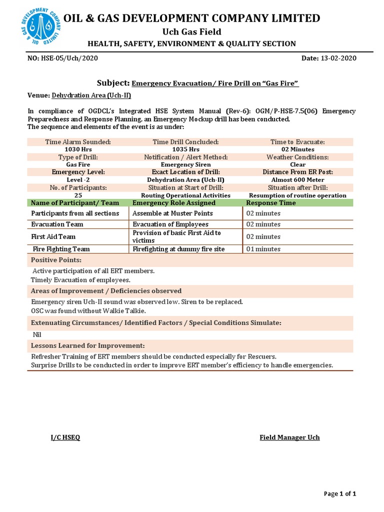 Emergency Fire Drill (Feb 2020) | PDF | Emergency | Emergency Evacuation