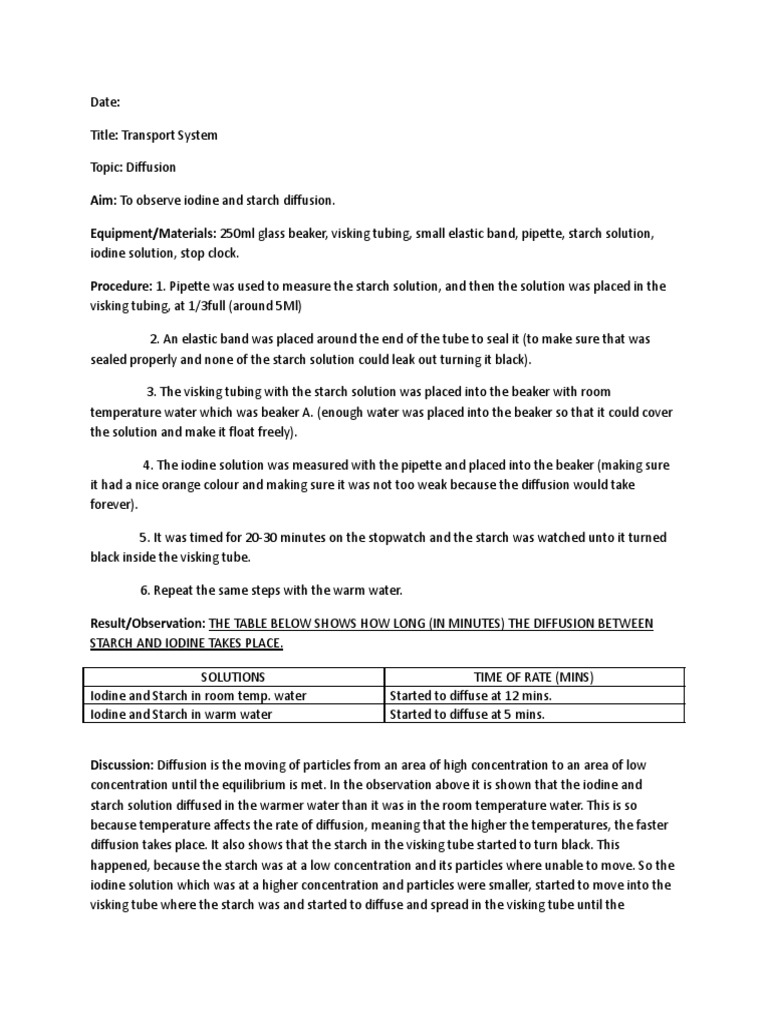 Lab #3 | PDF | Diffusion | Water