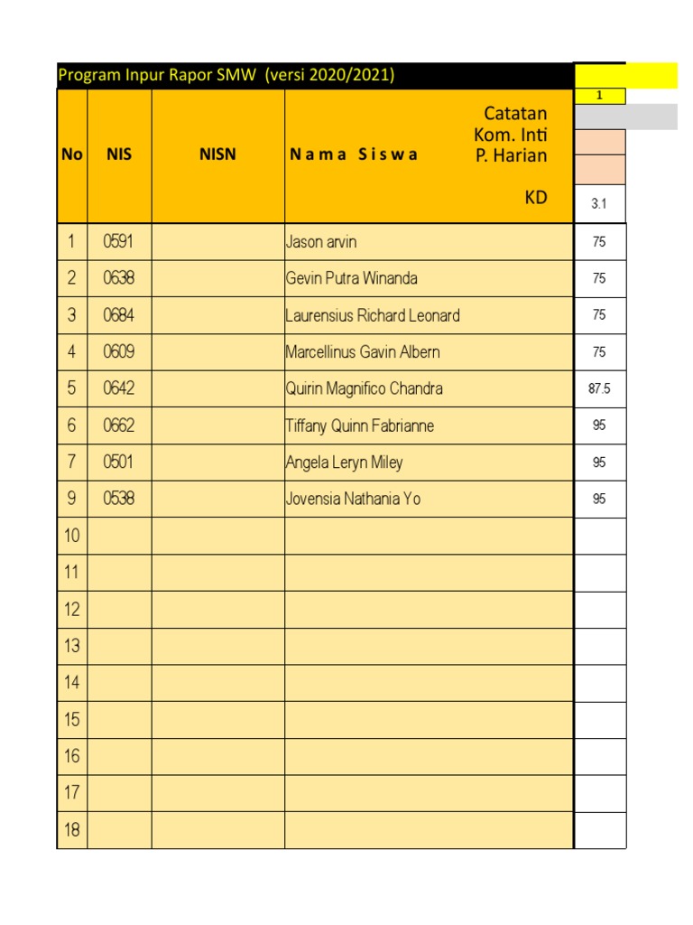 Form Input Nilai - K13 | PDF