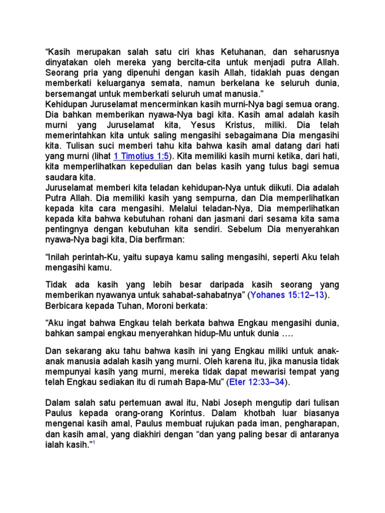 Kasih Merupakan Salah Satu Ciri Khas Ketuhanan | PDF