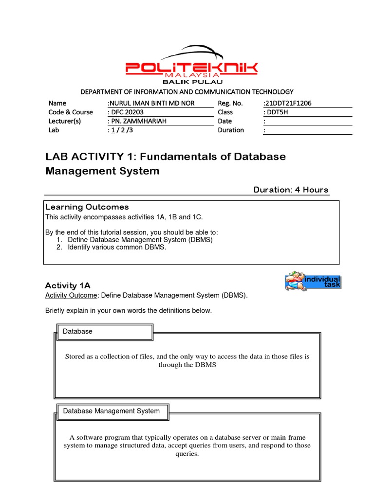 Lab Task1 Database | PDF | Databases | Client–Server Model
