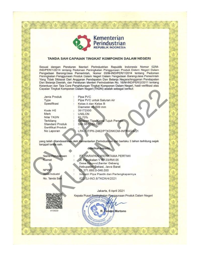 TKDN Pipa PVC | PDF