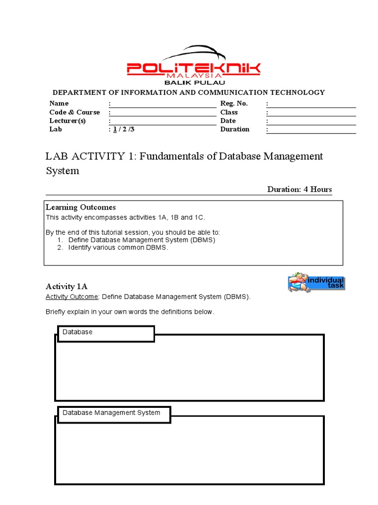 Workbook Activity 1 | PDF | Databases | Software Engineering