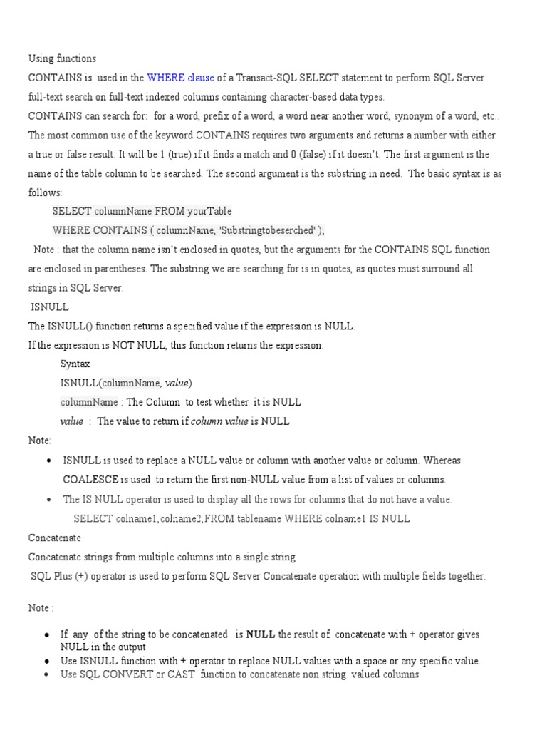 Using Functions Pdf String Computer Science Databases